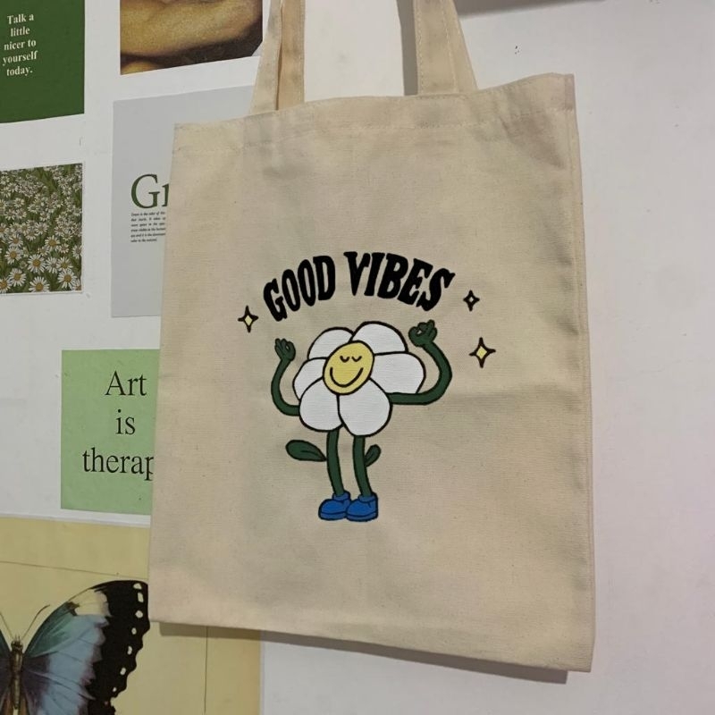 Bolsa Ecobag Flor Flower Good Vibes | Shopee Brasil