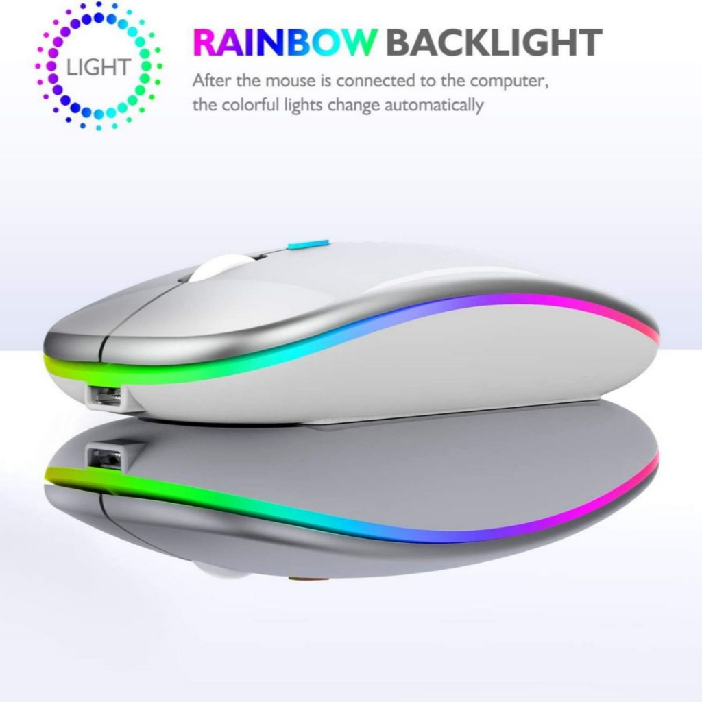 Mouse Sem Fio Wireless Com Bateria Interna Recarregavel 2,4 Ghz Led RGB Home Office - Melhora o ...