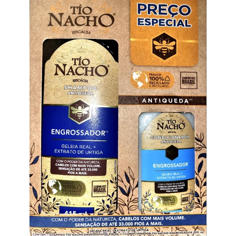 Kit Tio Nacho Engrossador E Antiqueda Cabelo Shampoo E Condicionador ...