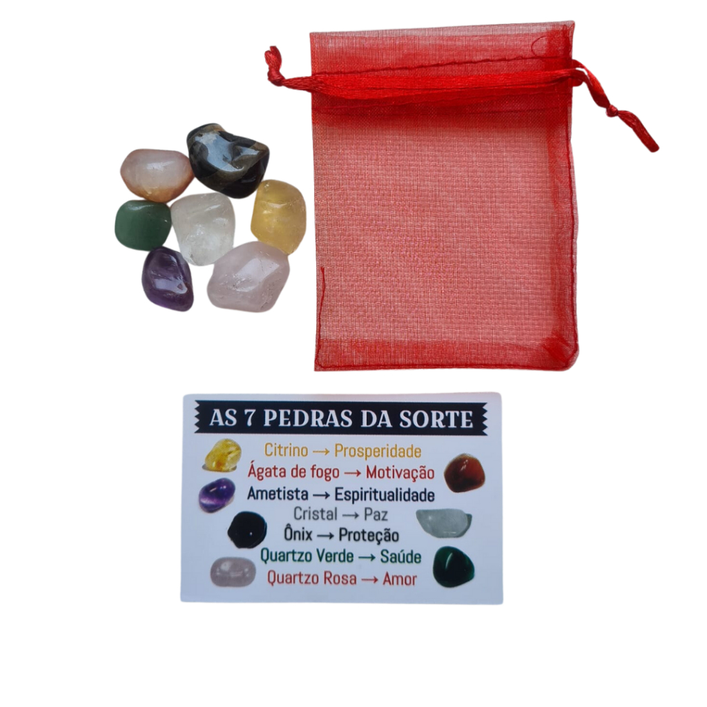 7 Pedras Cristais Sorte Kit Proteção Amor Prosperidade Dinheiro Chakras ...