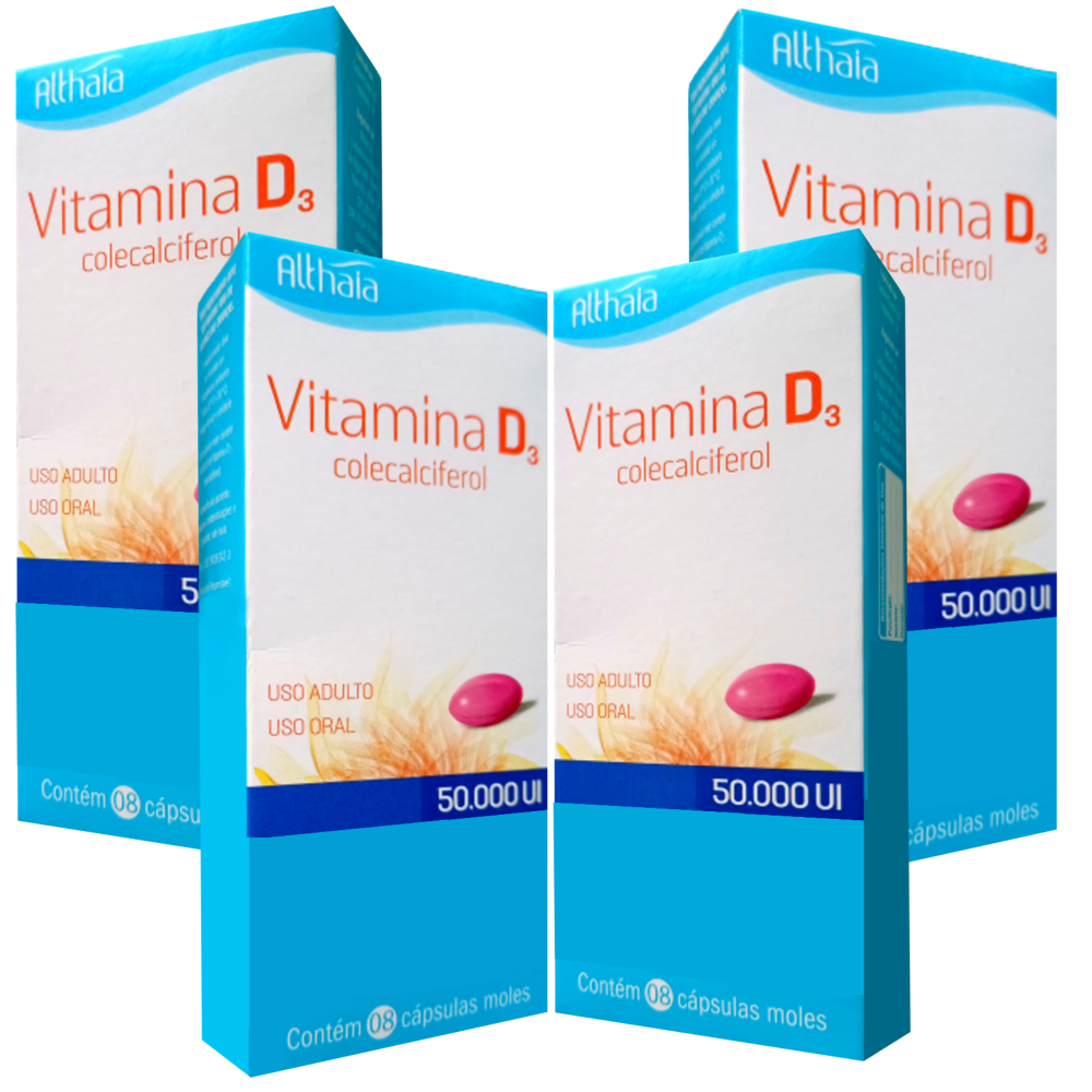 Vitamina D3 50.000 Ui Kit de 4 Caixas com 8 Cápsulas Moles Cada Althaia | Shopee Brasil