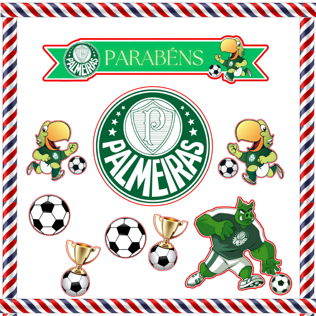 Topo de Bolo Palmeiras / Topper Palmeiras - Pronto para uso - Premium ...