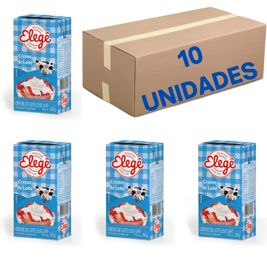 Creme de Leite Leve 17% gordura ELEGE 200g - KIT com 10 UNIDADES ...