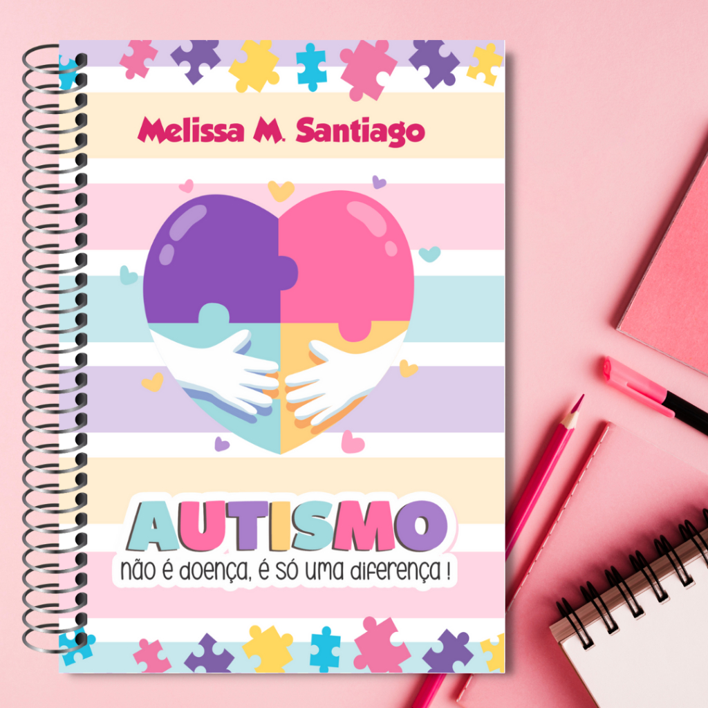 Caderno de Acompanhamento da Criança Autista com Nome - 50 folhas Capa ...