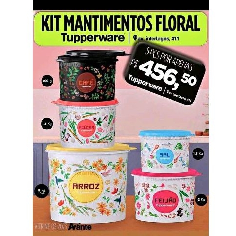 Kit mantimento Floral Tupperware | Shopee Brasil