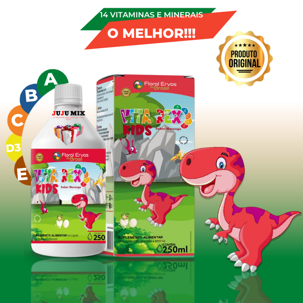 Vitamina de Criança Polivitamínico Infantil Para Imunidade Vita Rex Com ...