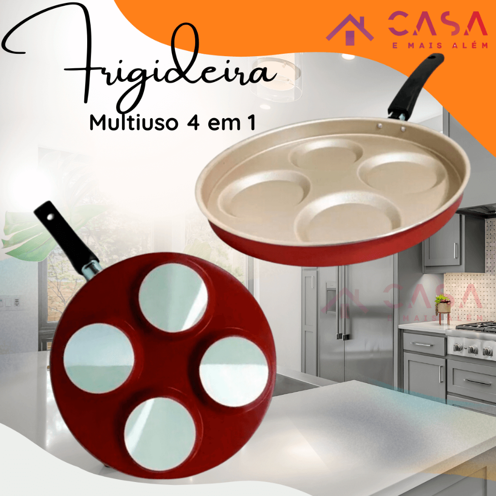 Frigideira Multiuso 4 Em 1 com Divisórias p/ Ovos Hambúrgueres Antiaderente 1,5 Litros | Shopee ...