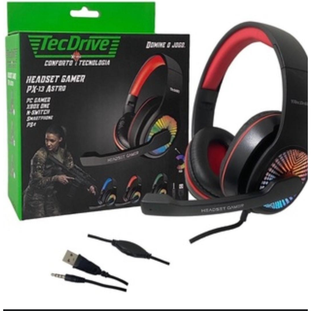 Fone Px12 Headset Gamer Tec Drive Com Led | Shopee Brasil