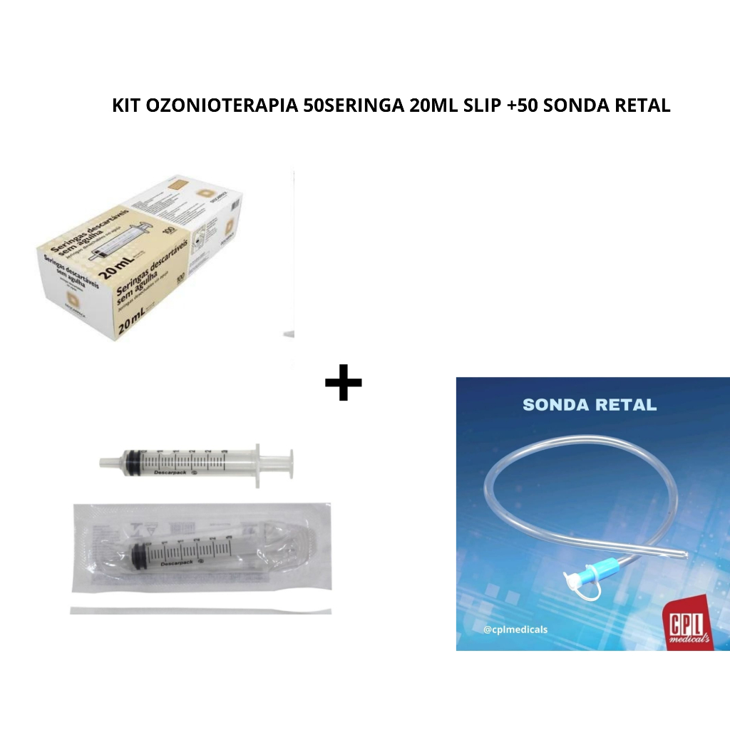 KIT OZONIOTERAPIA 50 SERINGA 20ML SLIP + 50 SONDA RETAL SEM LATEX SILICONIZADA | Shopee Brasil