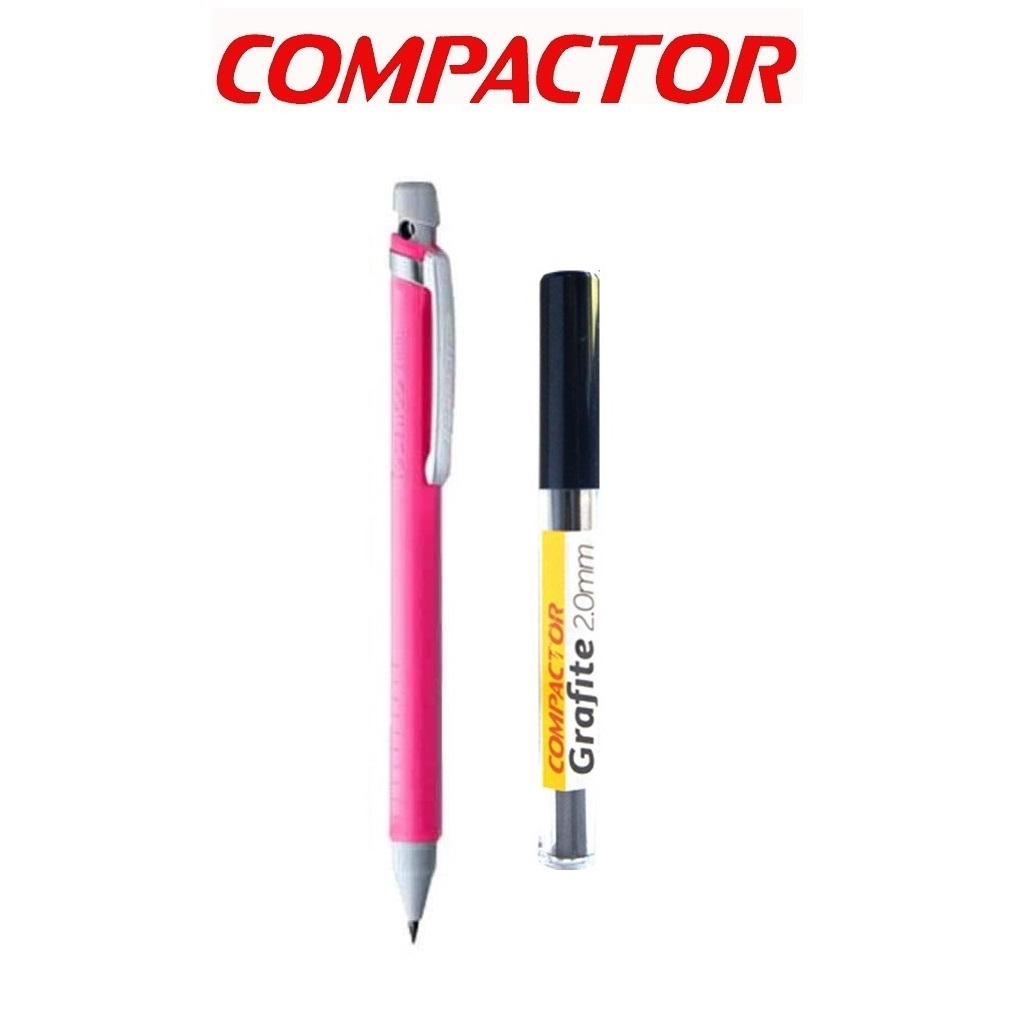 Kit Lapiseira Compactor Técnico 2.0mm Rosa + Tubo Grafite Compactor 2 ...