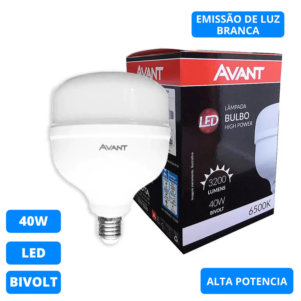 Lâmpada LED Bulbo HP, 40w, 6500k-Luz branca, bivolt, Avant | Shopee Brasil