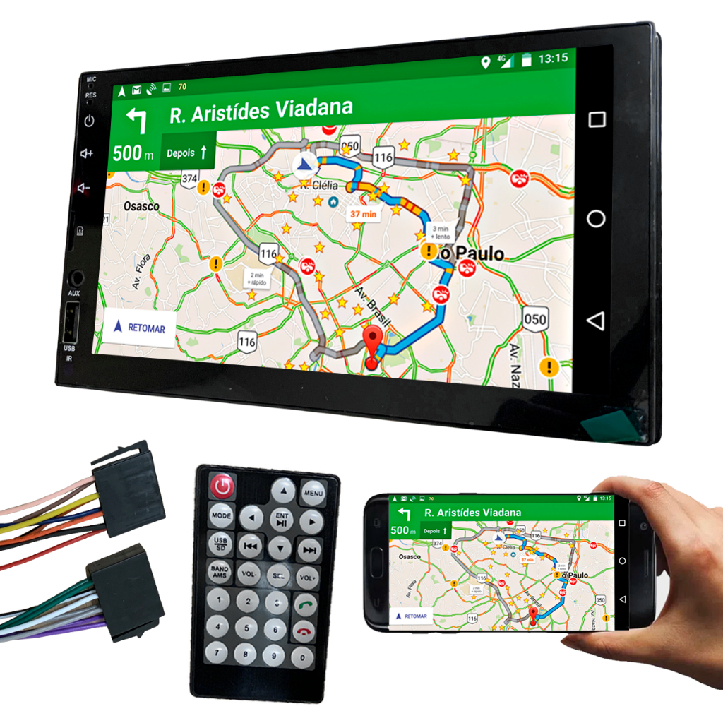 Central Multimídia Tipo Pioneer Bluetooth Espelhamento Tela Touch Screen Mp5 USB AUX SD 7 Pol ...