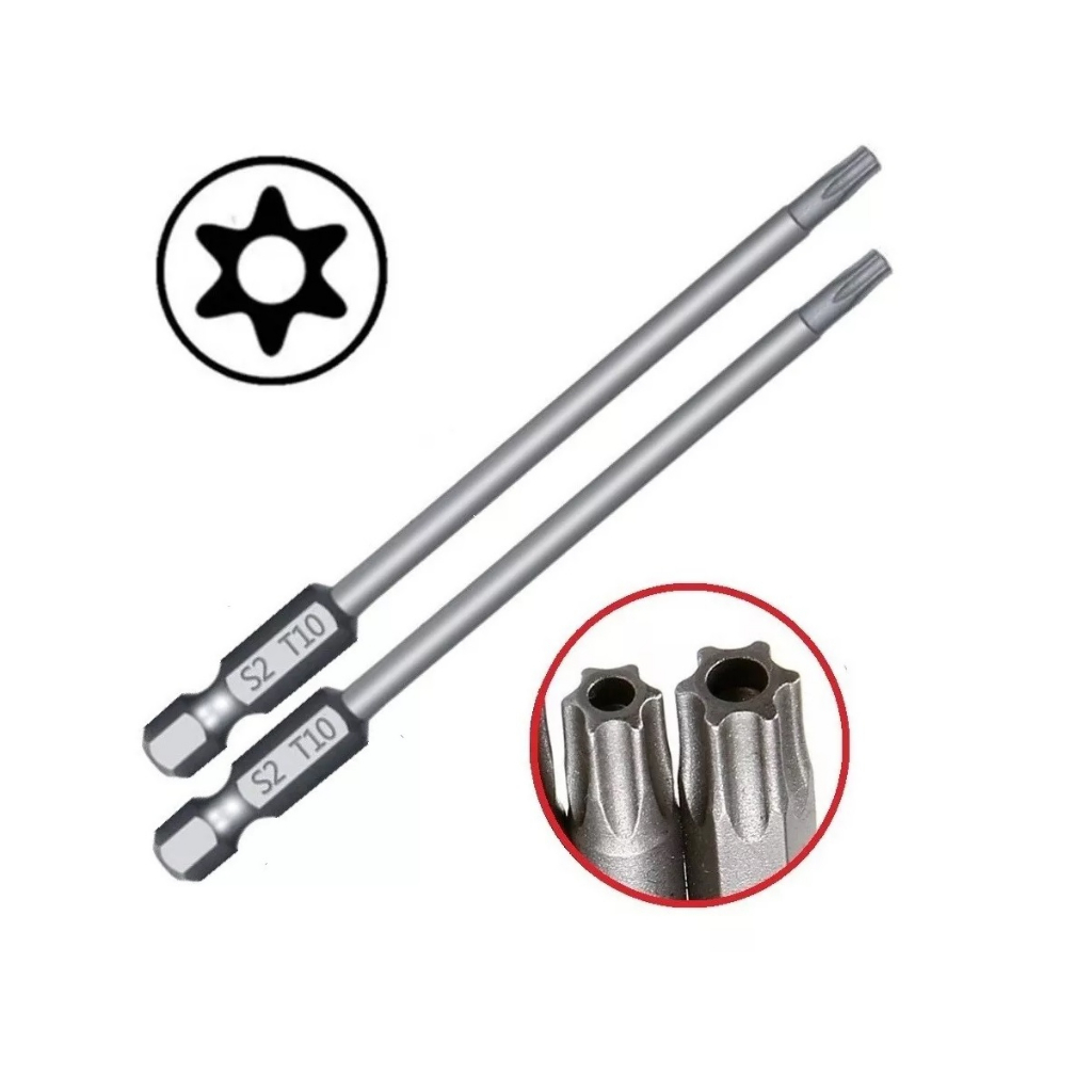 2 Pontas Bits Torx Furo Guia Longo T10 x 100mm P Parafusadeira | Shopee Brasil