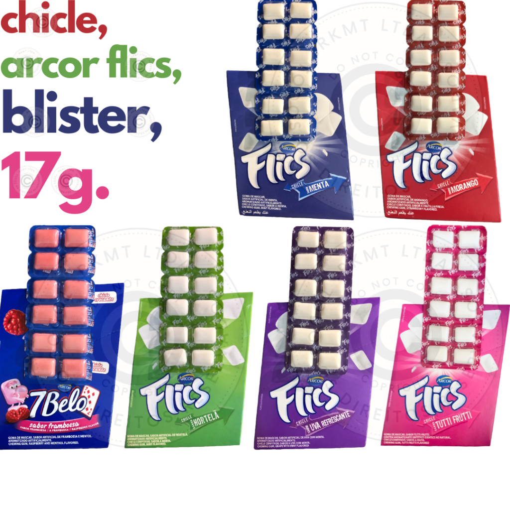Chicle Arcor Flics Blister 17g Diversos Sabores | Shopee Brasil