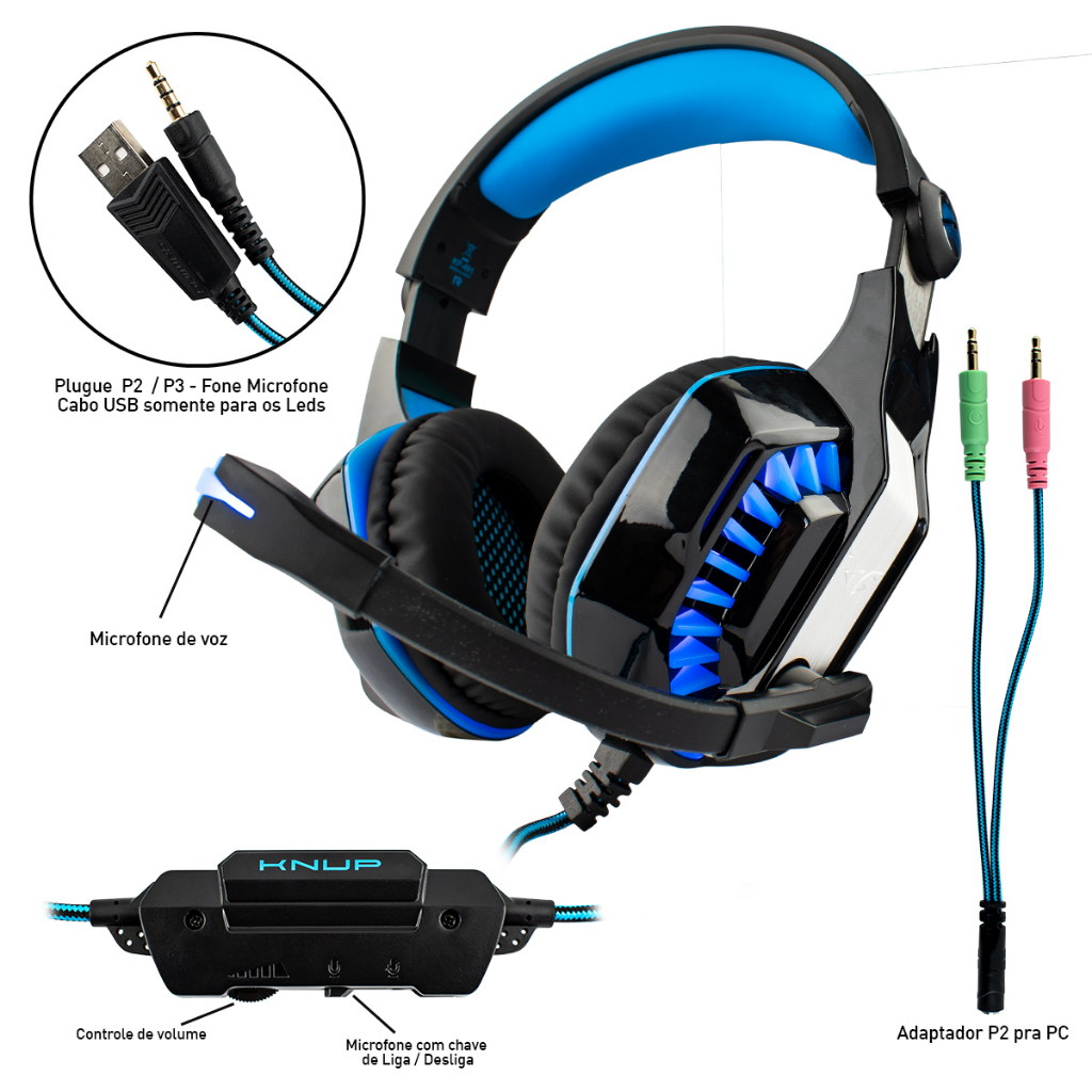 Fone De Ouvido Headset Gamer Ps4 Xbox one Xbox Series X/s Entrada P2 ...