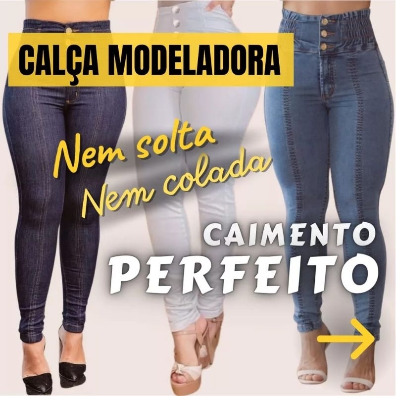 Calça Jeans Modeladora Feminina tabela de tamanhos na foto agora também ...