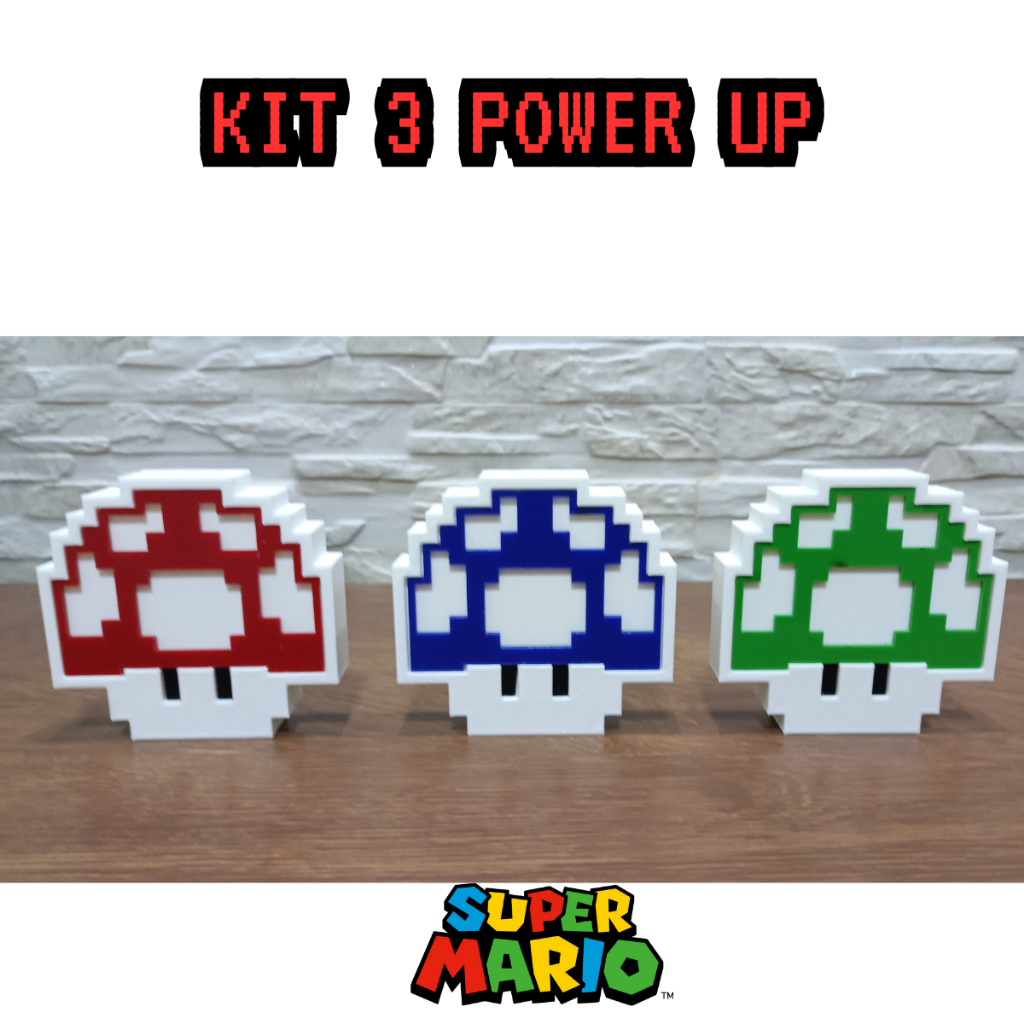 Kit C/ 3 Power Up Super Mario Presente Colecionáveis Gamers | Shopee Brasil