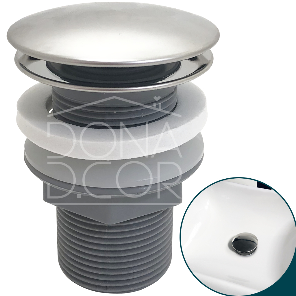 Ralo Pia Banheiro Valvula 1 1/4 Click Tampa Inox ABS Cuba Lavabo Tanque ...