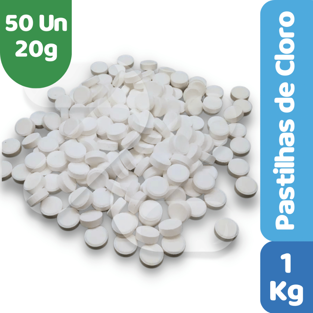 Mini Pastilha De Cloro para Consumo Humano | Pote com 50 Unidades - 1kg ...