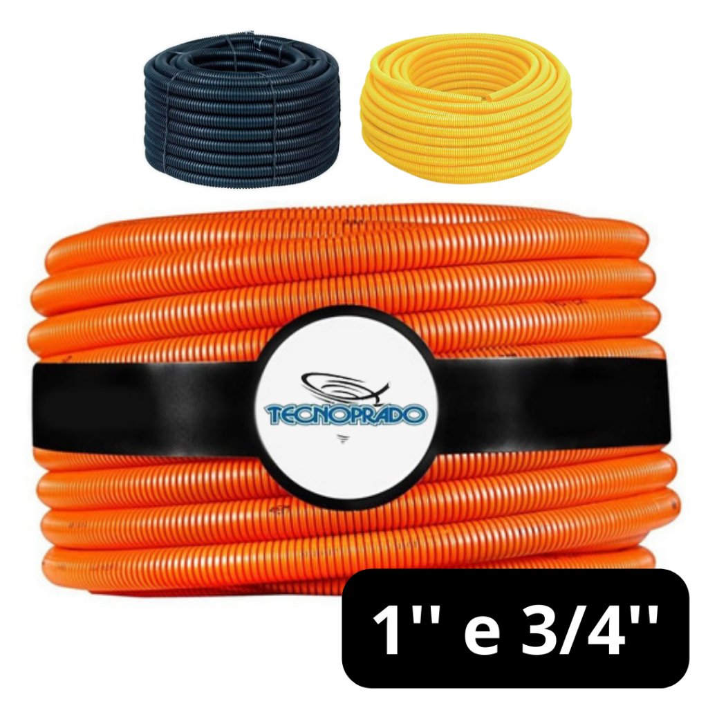 Eletroduto Conduite Corrugado Reforçado 50M / 25M 1'' / 3/4'' Preto ...