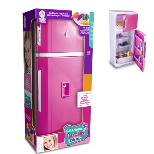 Geladeira Rosa Infantil Duplex Grande Com Acessórios Para Meninas - Lua ...