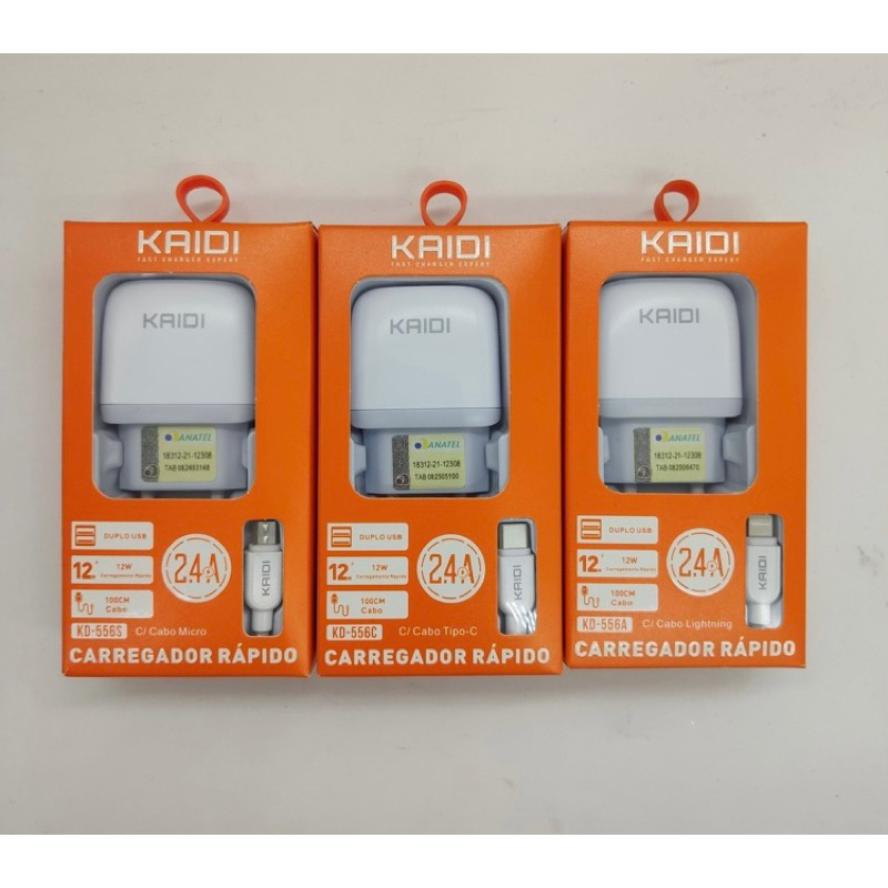 Carregador Carga Rapida 2 Usb Com Cabo KAIDI ORIGINAL ANATEL | Shopee ...