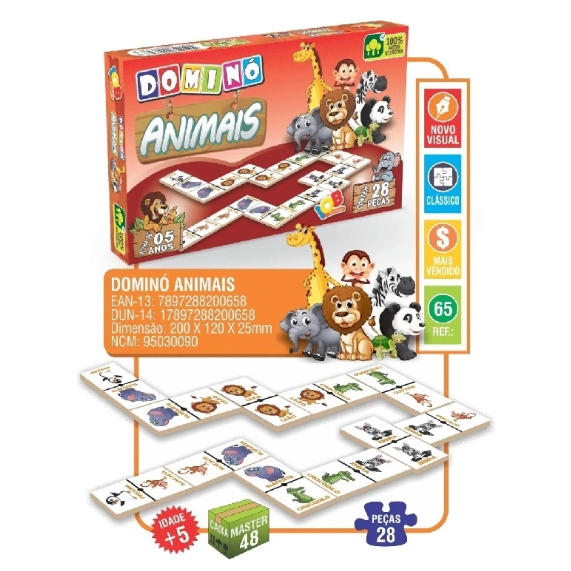 Jogo Domino Animais 28 Pecas +5 Anos IOB | Shopee Brasil