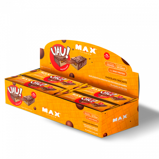 Uau Bar Barrinha de Proteina 45g - Caixa com 12 Unidades - Max Titanium ...