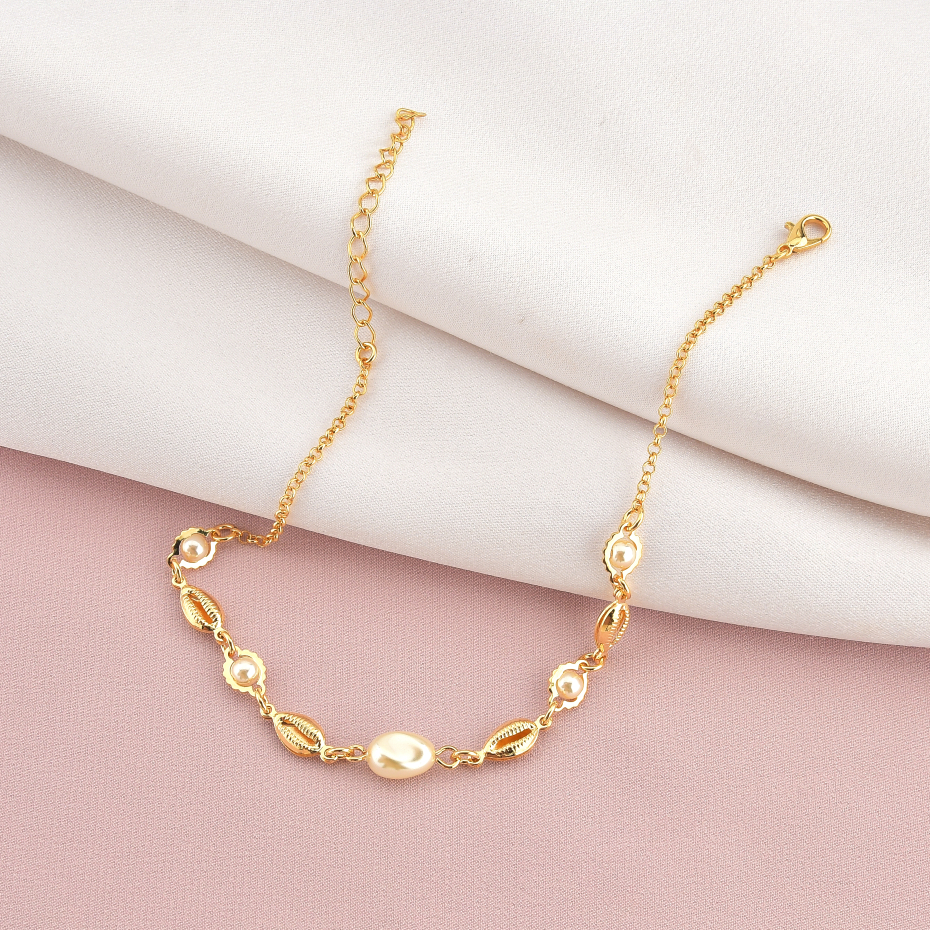 Tornozeleira feminina dourada banhada de ouro 18k moda praia semi joia | Shopee Brasil