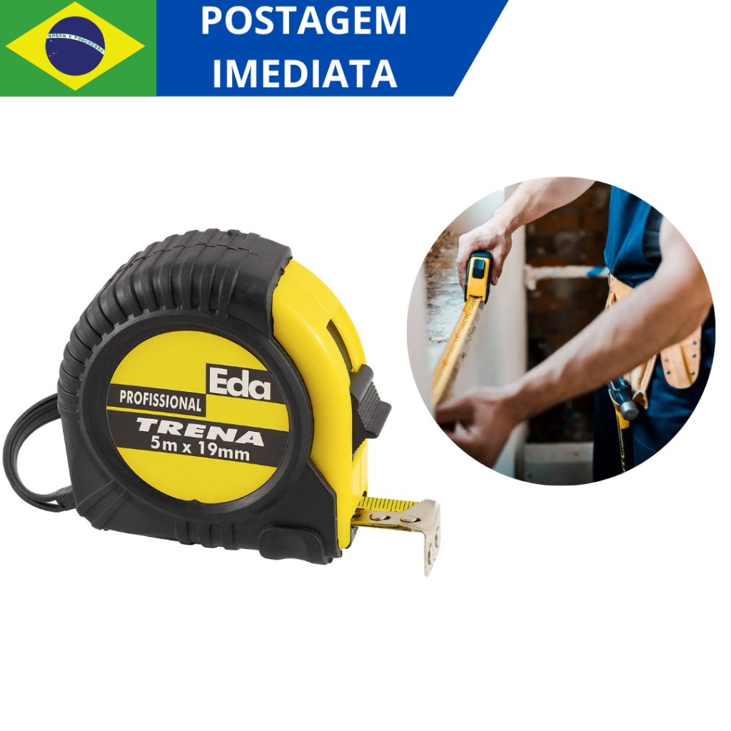 Trena Manual Profissional Curta Aço Trava Segurança 3 Mts | Shopee Brasil