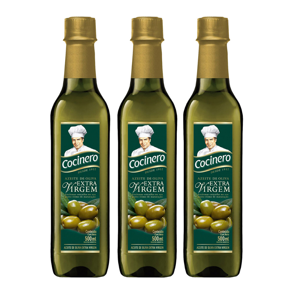 Kit Azeite de Oliva Extra Virgem Cocinero 500ml - com 3 unidades | Shopee Brasil