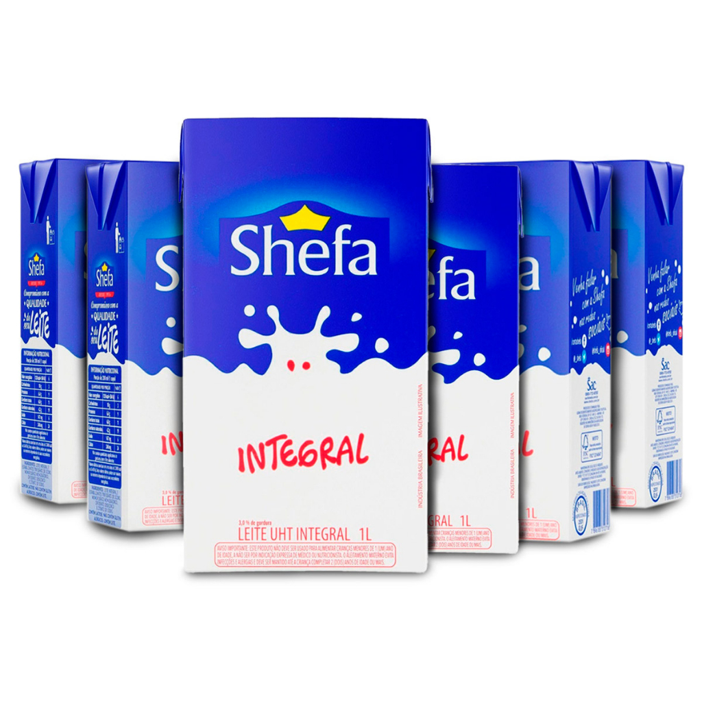 Kit Leite Longa Vida Integral Shefa 1l - Com 6 Unidades | Shopee Brasil