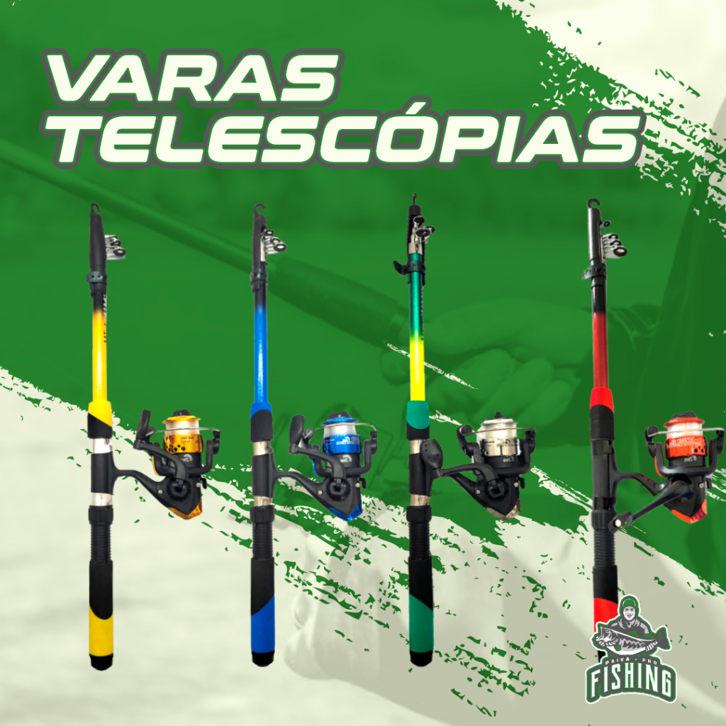 Kit De Pesca Completo 1 Vara Telescópica 40% Carbono 1 Molinete 2 rolamentos mais linha ...