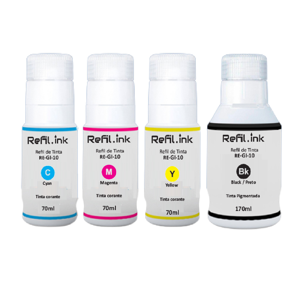 Kit 4 Tintas Canon Refil-ink Mega Tank Gi-10 G7010 G6010 | Shopee Brasil