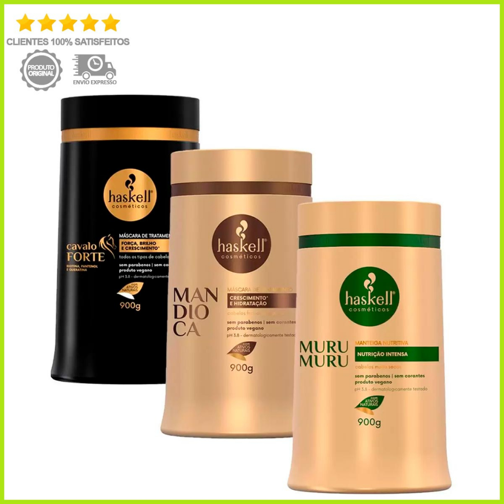 Kit Mascaras Haskell Cavalo Forte Murumuru E Mandioca 900g | Shopee Brasil