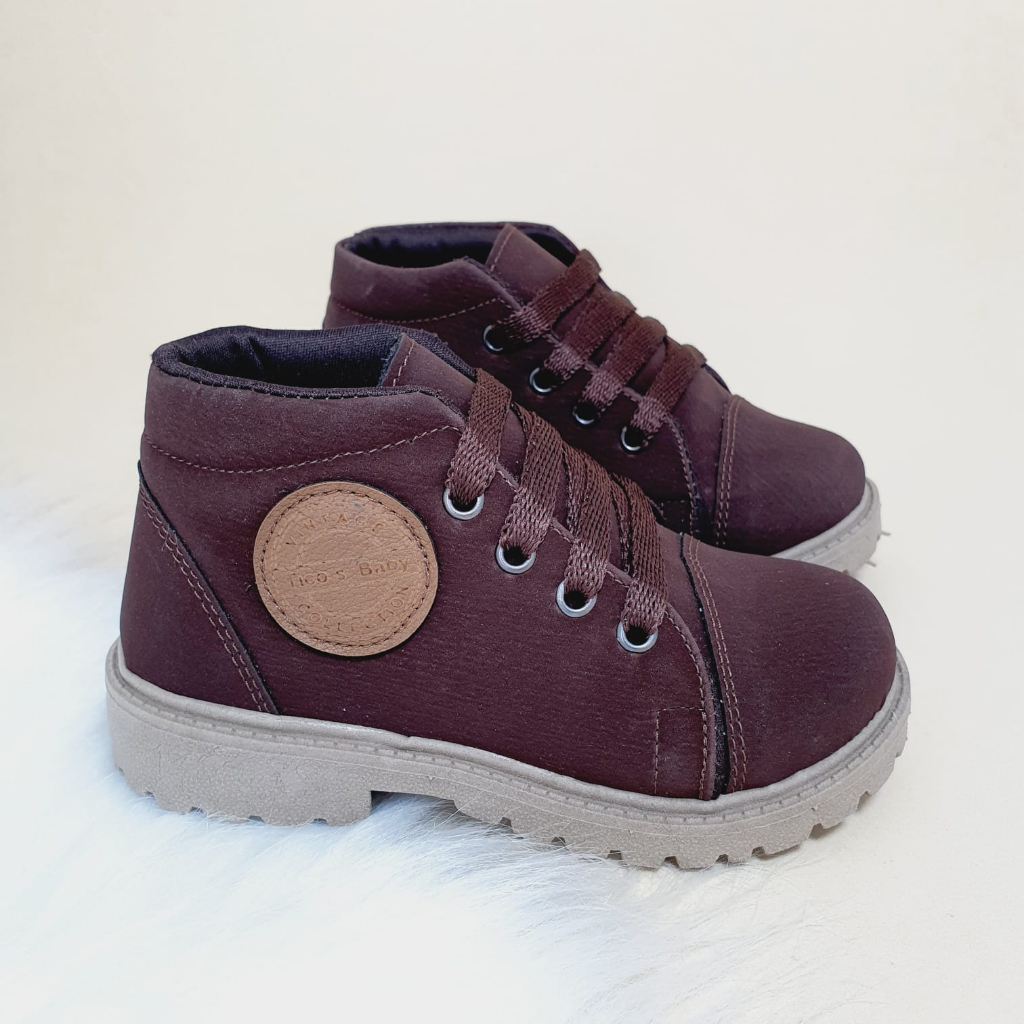 Bota Masculina Infantil Marron Coturno Botinha Menino Confortável 20 ao ...