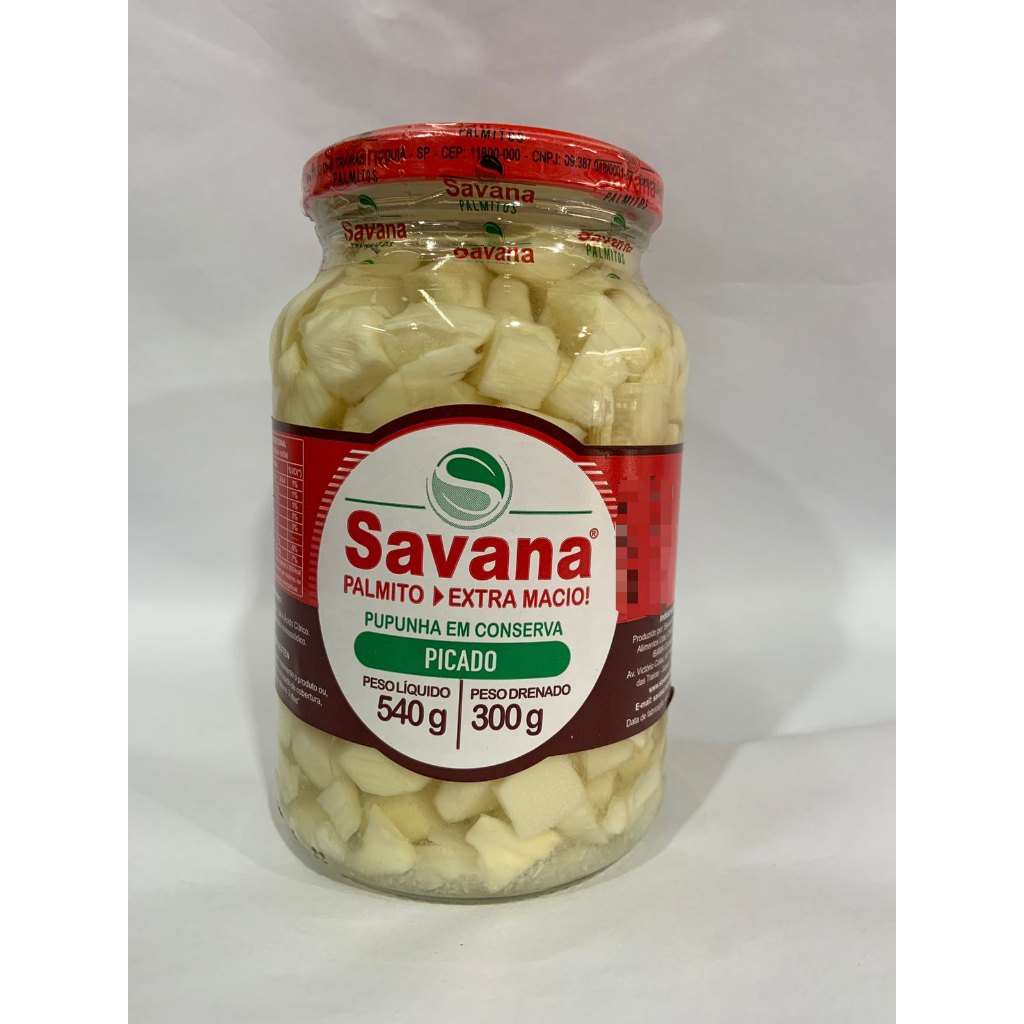 Palmito pupunha picado em conserva Savana- 540g | Shopee Brasil
