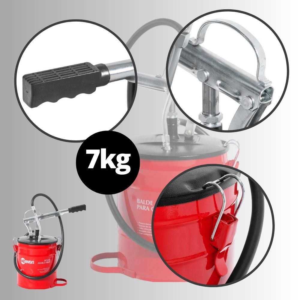 Graxeira engraxadeira bomba manual para gracha graxa 7kg balde graxa ...