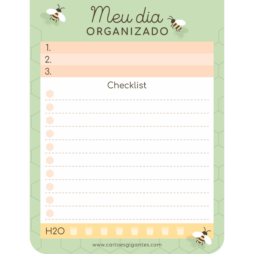 Bloco Meu Dia Organizado Checklist 80 Folhas Abelhinha BD93 - Cartões ...