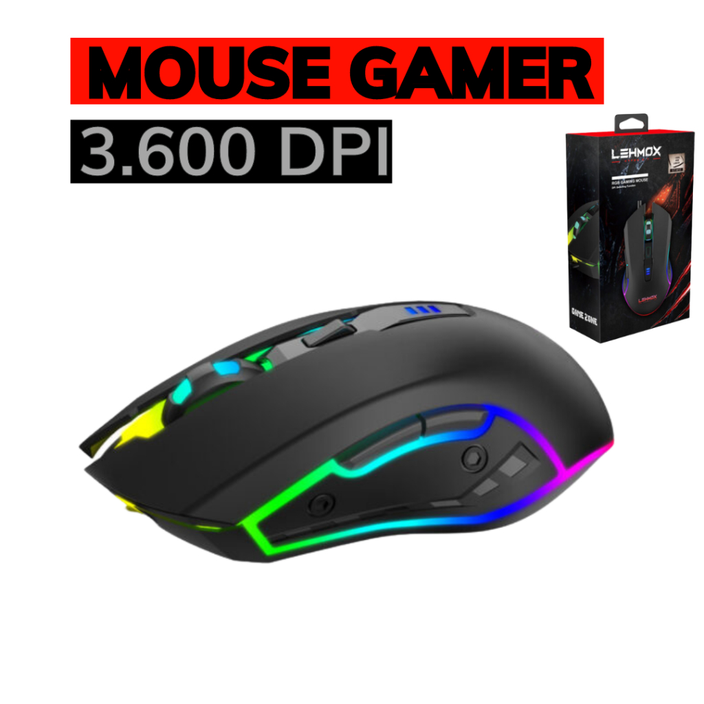Mouse Gamer Barato Profissional Lehmox Hyper Mause de Alta Performance PRO 3600dpi Rgb Lehmox ...