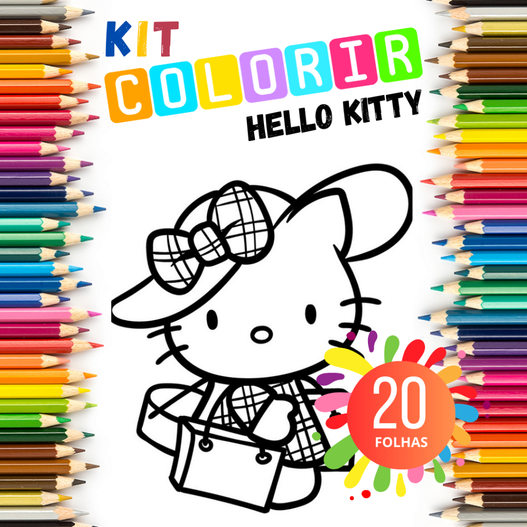 KIT 20 DESENHOS HELLO KITTY PARA COLORIR PINTAR EM FOLHA SULFITE A4 ...
