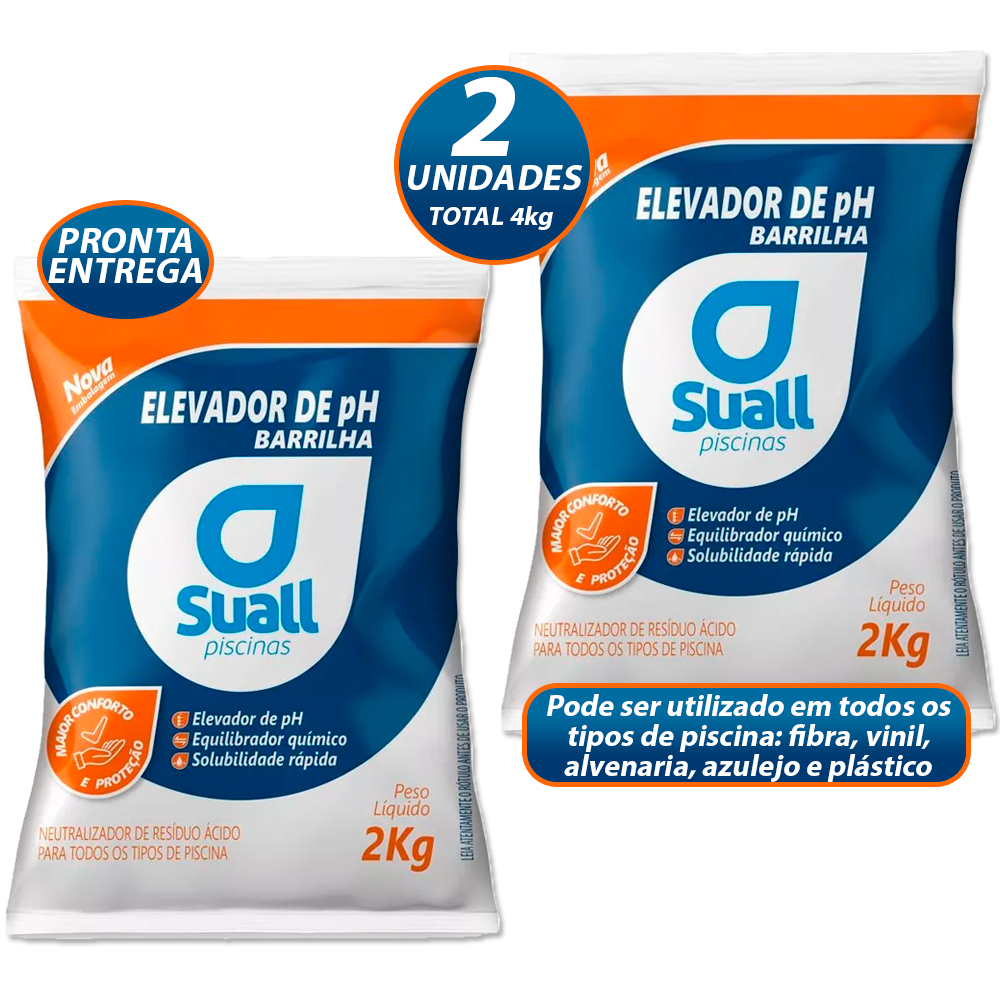Kit 2 Elevador De Ph Barrilha Leve Suall Ph Mais Produtos Para Piscinas ...