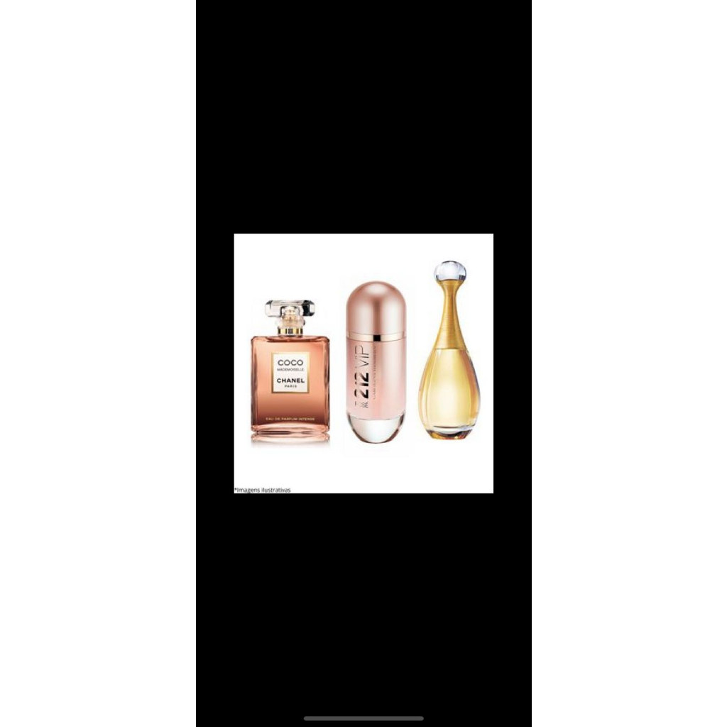 Kit com 3 perfumes COCO CHANEL, 212 VIP ROSE, JADORE | Shopee Brasil