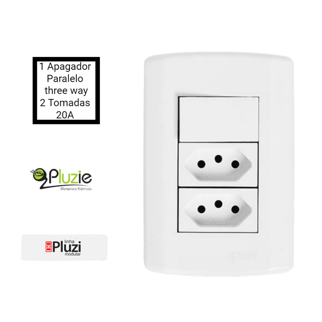 2 Duas Tomada 20a 250v + Apagador Interruptor Paralelo three way Pluzie ...