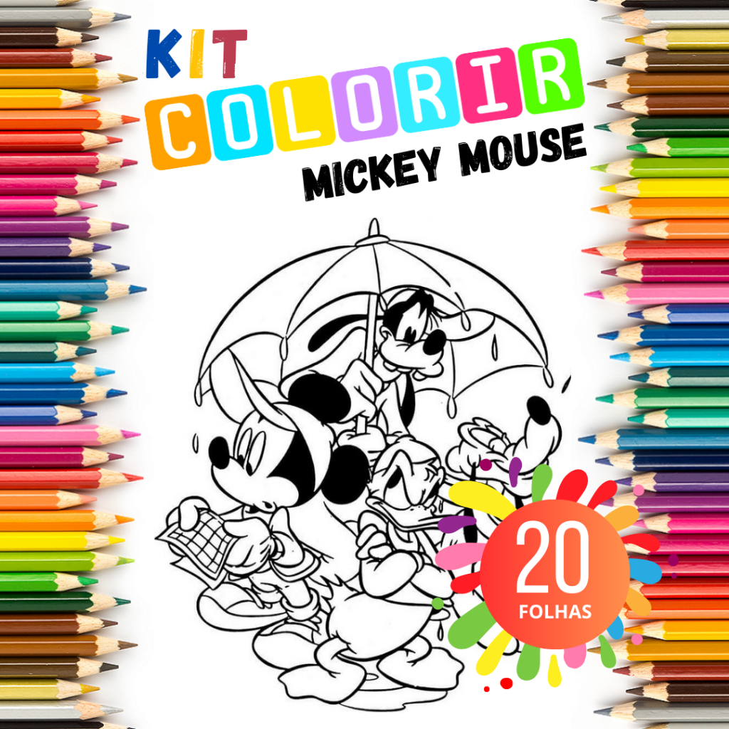 KIT 20 DESENHOS MICKEY PARA COLORIR PINTAR EM FOLHA SULFITE A4 | Shopee ...