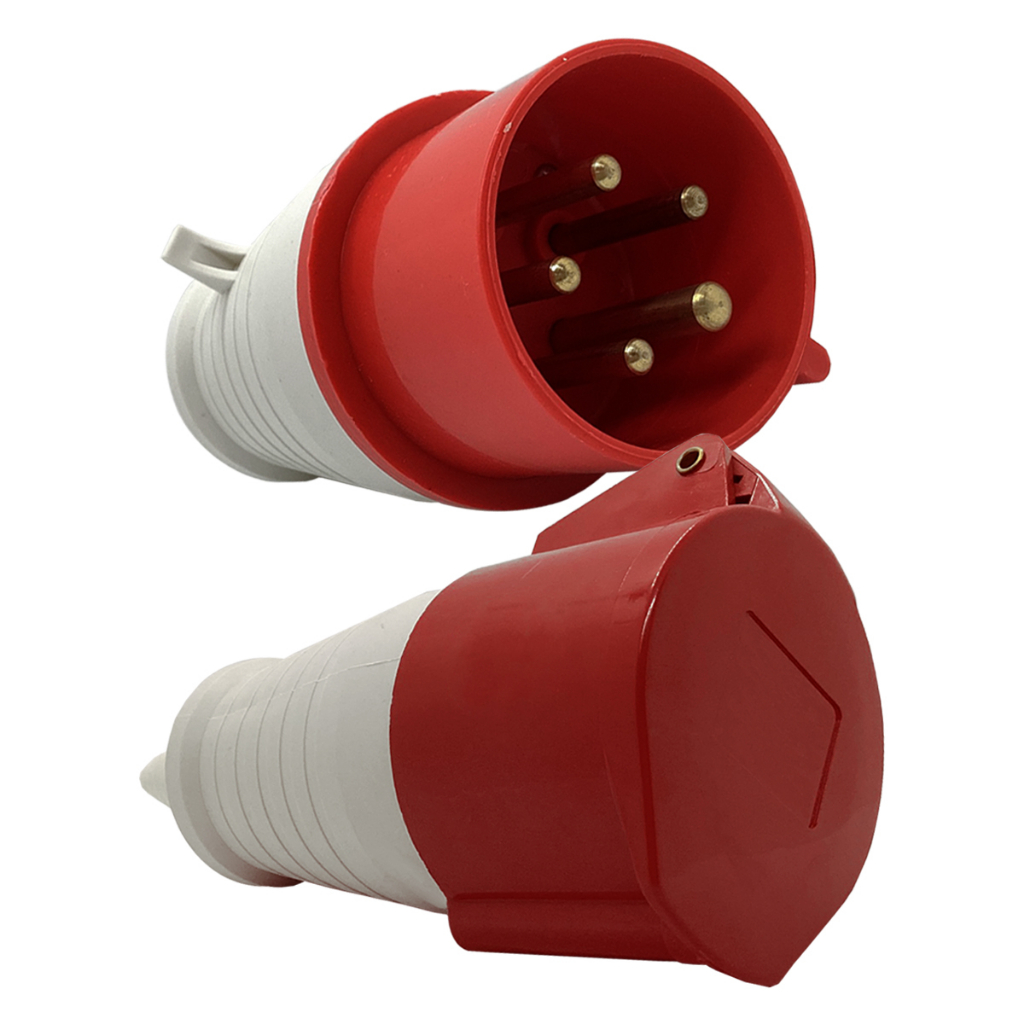 Kit Tomada Industrial Acoplamento + Plugue Vermelho Pendente Ip44 Plug Engate 3p+n+t 6h 16a 380v ...