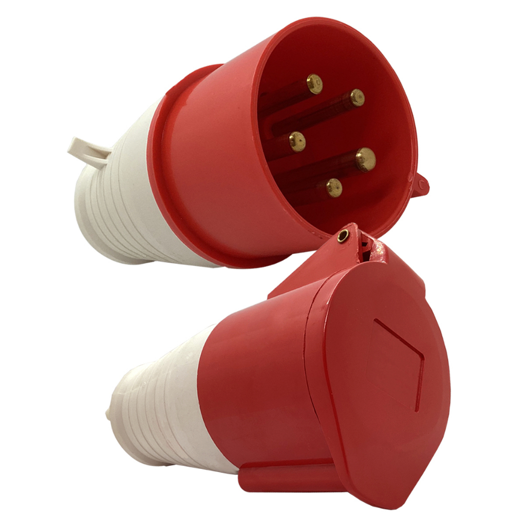 Kit Tomada Industrial Acoplamento + Plugue Vermelho Pendente Ip44 Plug Engate 3p+n+t 6h 16a 380v ...