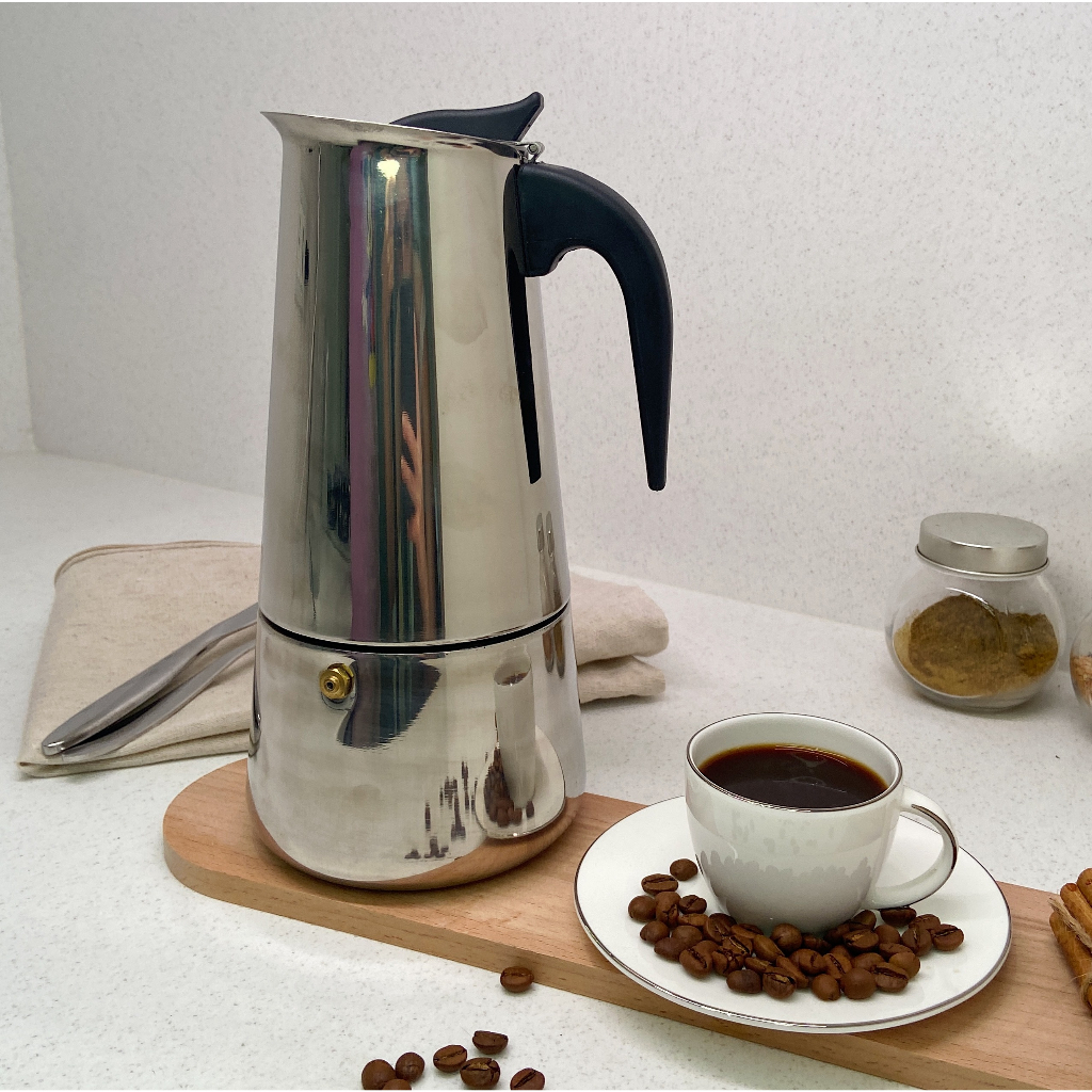 Cafeteira Italiana Inox Premium para 6 xicaras Chaleira 300ML | Shopee ...