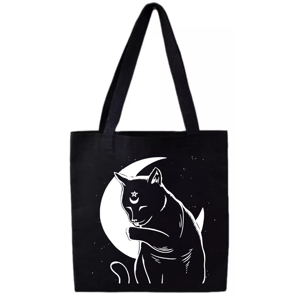 Ecobag A Lua E O Gato - Algodão Cru - Preto 35x35cm | Shopee Brasil