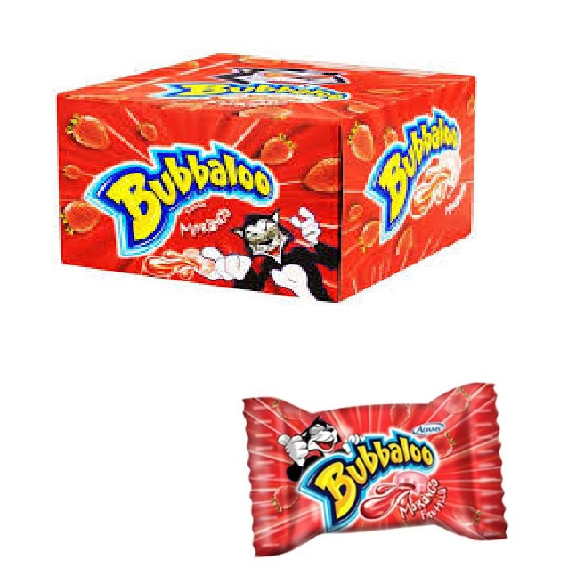 Bubbaloo Morango Caixa de babalu Morango com 300g e 60 unidades de ...
